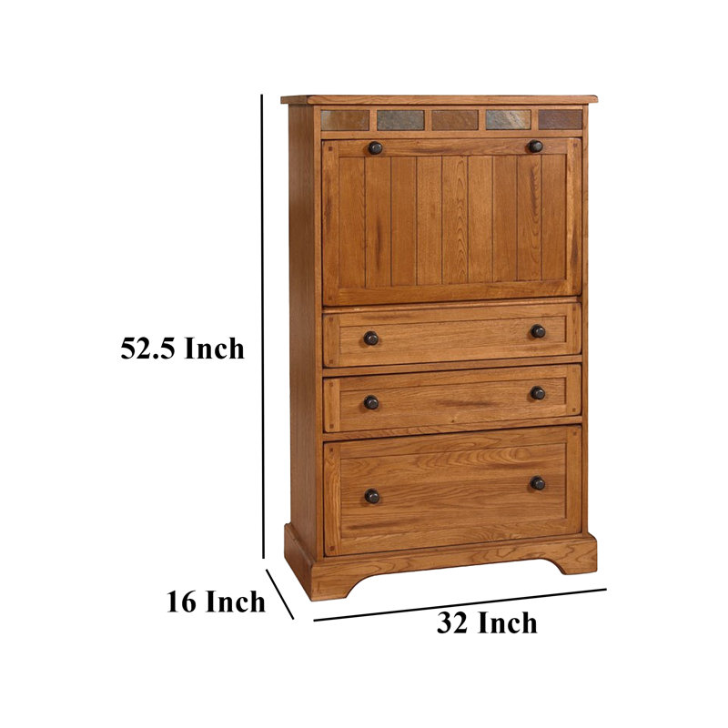 Benjara Murphy Desk Armoire Cabinet 3 Drawer File Storage Brown 53 Inch Wayfair